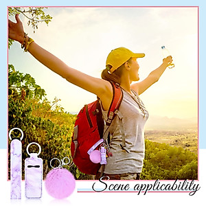 Hicarer 30 Pieces Marble Lipstick Holder Keychain Lip Balm Holder Set Lipstick Bags Set Includes Keychain Wristlet Lanyard, Marble Style Lip Balm Bag and Ball Pom Pom Accessory(Square)