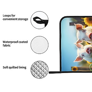 Pot Holders Set of 2, Funny Pig Hanging on Fence Heat Resistant Kitchen Non Slip Printed Cooking Barbecue Baking Microwave, 8x8 Inches