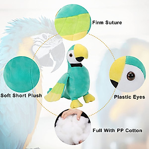CAZOYEE Cute Macaw Parrot Stuffed Animal, Green Bird Stuffed Plush Toy, Soft Parrot Plushie Doll Gift for Kids Children Boys Girls Baby, Creative Plush Bird Parrot Decor, 10”