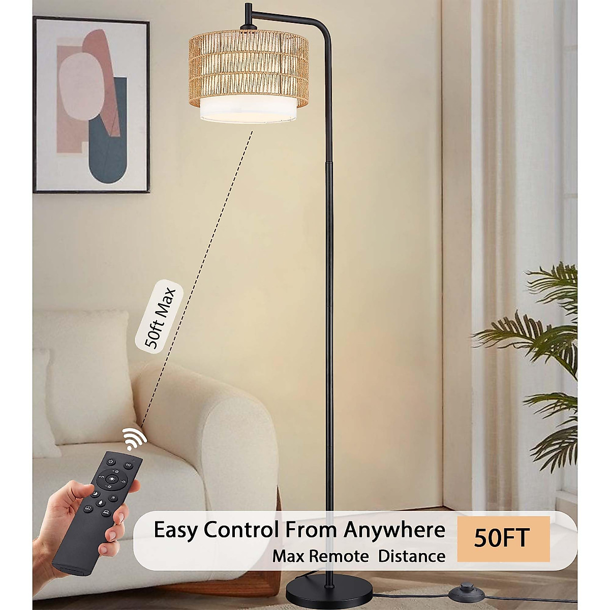 Odeums A19 LED Light Bulb with Remote Control, 9W (60W Equivalent) LED Bulbs,Stepless Dimmable 3000K-6000K,E26 Base,25000+ Hours Lifespan (1)