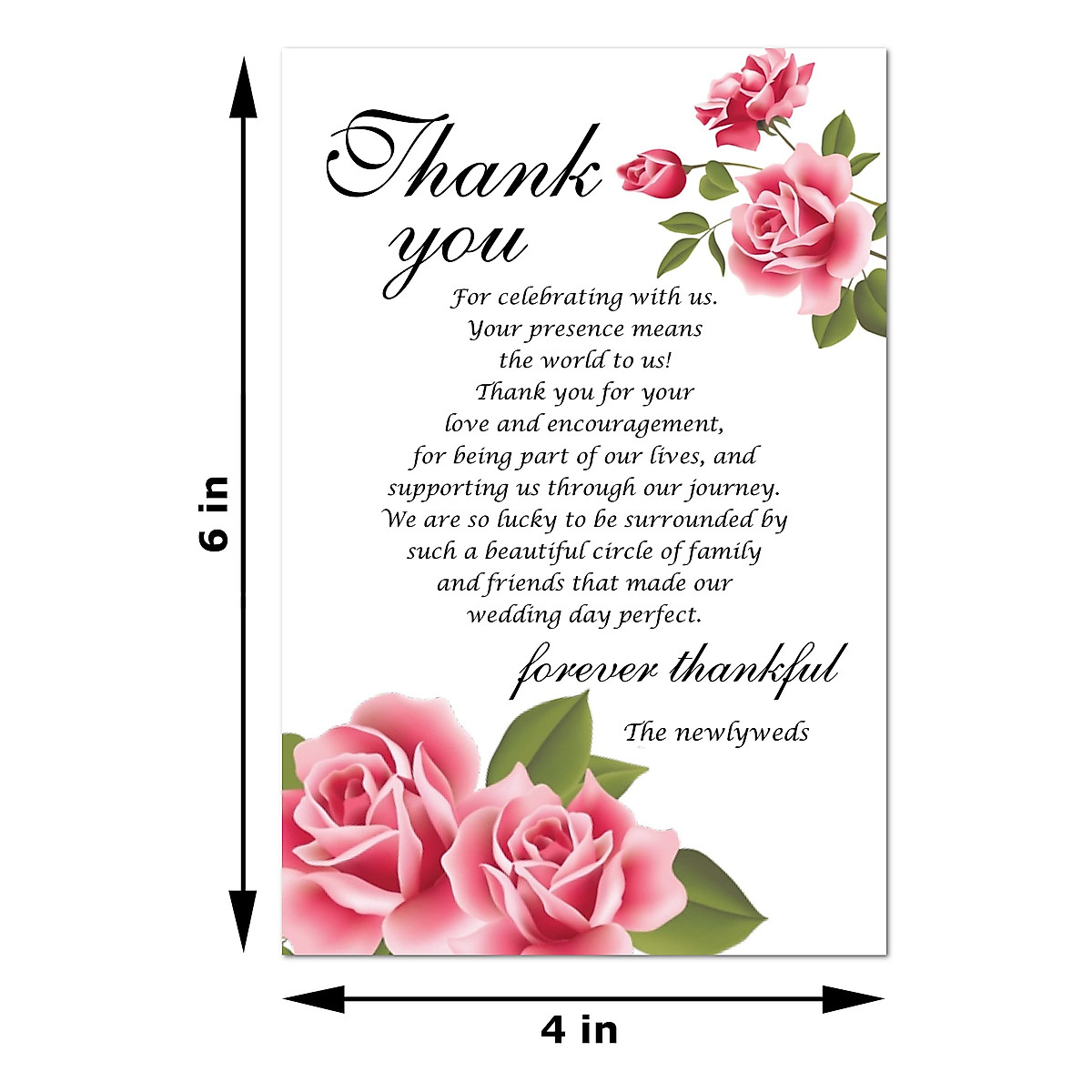 RokAPary Floral Wedding Thank You Place Cards, Place Setting Cards, For Bridal Shower, Reunion, Reception, Celebration, Rehearsals, Dinner Parties, Events 50 Cards 4"x6". Made in USA