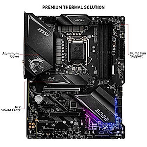 MSI MPG Z490 GAMING EDGE WIFI ATX Gaming Motherboard (10th Gen Intel Core, LGA 1200 Socket, DDR4, CF, Dual M.2 Slots, USB 3.2 Gen 2, Wi-Fi 6, DP/HDMI, Mystic Light RGB)