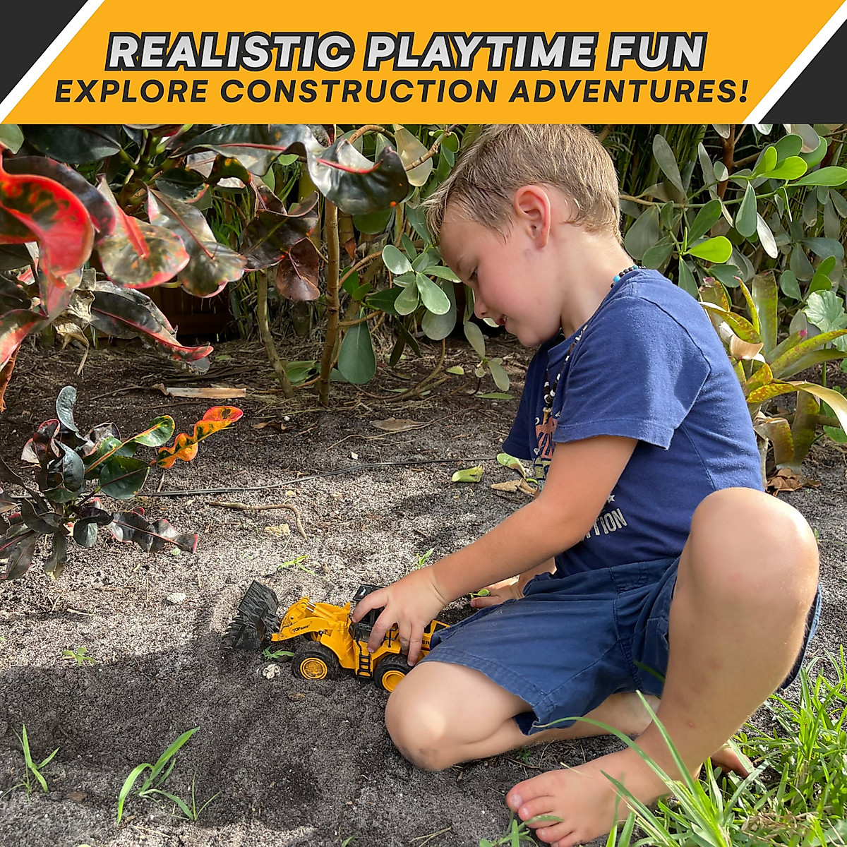 Top Race Diecast Heavy Metal Construction Toys Front Loader Excavator Toy for Kids - 1:40 Scale Model with Realistic Design - Durable Metal Build for Sand, Park, or Indoor Play