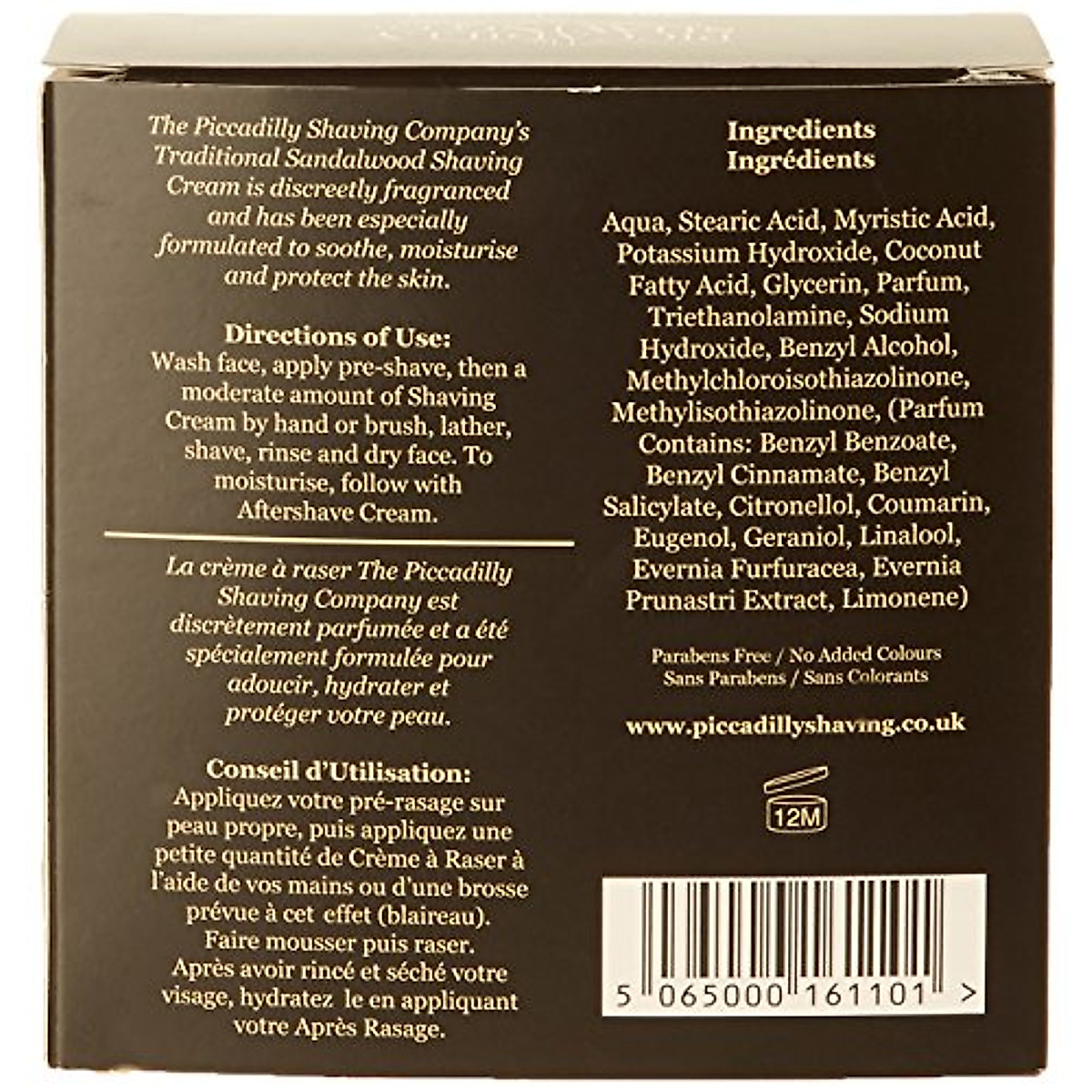 Piccadilly, Sandalwood Shaving Cream, 180 Gram