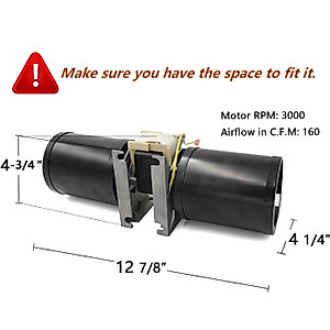 Hongso Pre-Wired GFK-160 GFK-160A Fireplace Blower Fan Kit with Ball Bearings Motor for Heat N Glo, Hearth and Home, Quadra Fire, GTI, Fasco, Regency Wood Stove Insert, Royal, Jakel, Nordica, Rotom