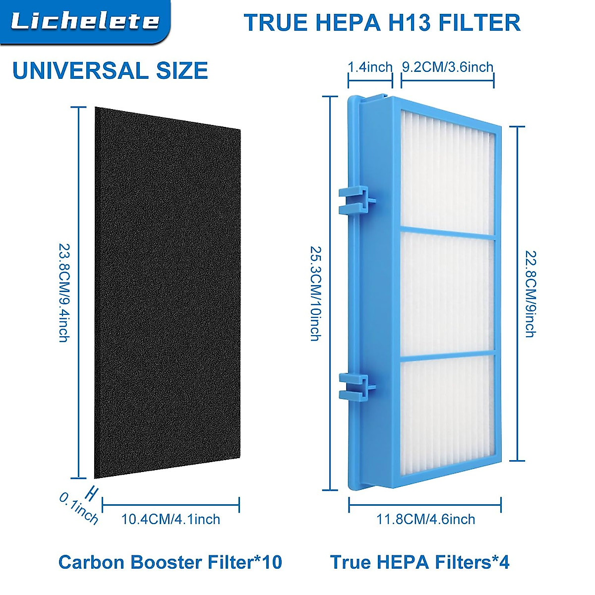 HAPF30AT Filter for Holmes AER1 HEPA Type Total Air Puri-fi-er, Compatible with Holmes HAPF30AT and HAP242-NUC, 4 HEPA + 10 Carbon Booster Filters