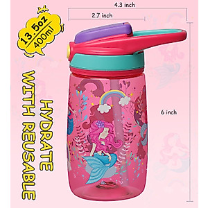 Opard Kids Water Bottle, BPA Free Tritan 13.5oz Water Bottle with Leakproof Lid, Straw & Carrying Loop for Toddlers