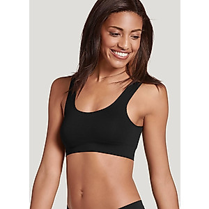 Jockey Women's Bra EcoSeamfree Rib Scoop Bralette, Black, 2XL