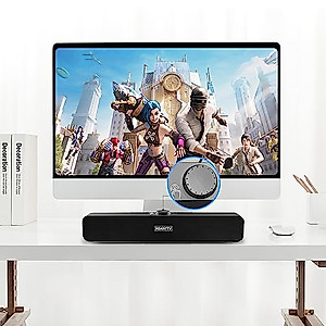 Computer PC Speakers, Bluetooth Sound bar Monitor Speakers, Wired USB-Powered, Great Stereo Sound, Volume Control Knob, USB Desktop Speaker for Monitor, Tablets, Laptop, Tablets, Ps5, Smartphone