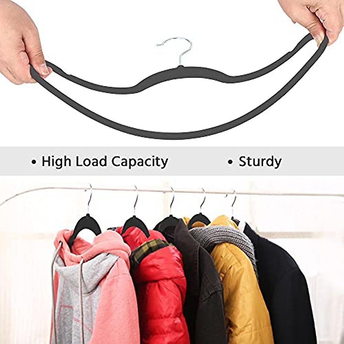 Yaheetech 100 Pack Non Slip Velvet Hangers Heavy Duty Suit Hangers Flocked Coat Suit Hangers Space Saving Clothes Hangers with 360° Swivel Hook, Gray