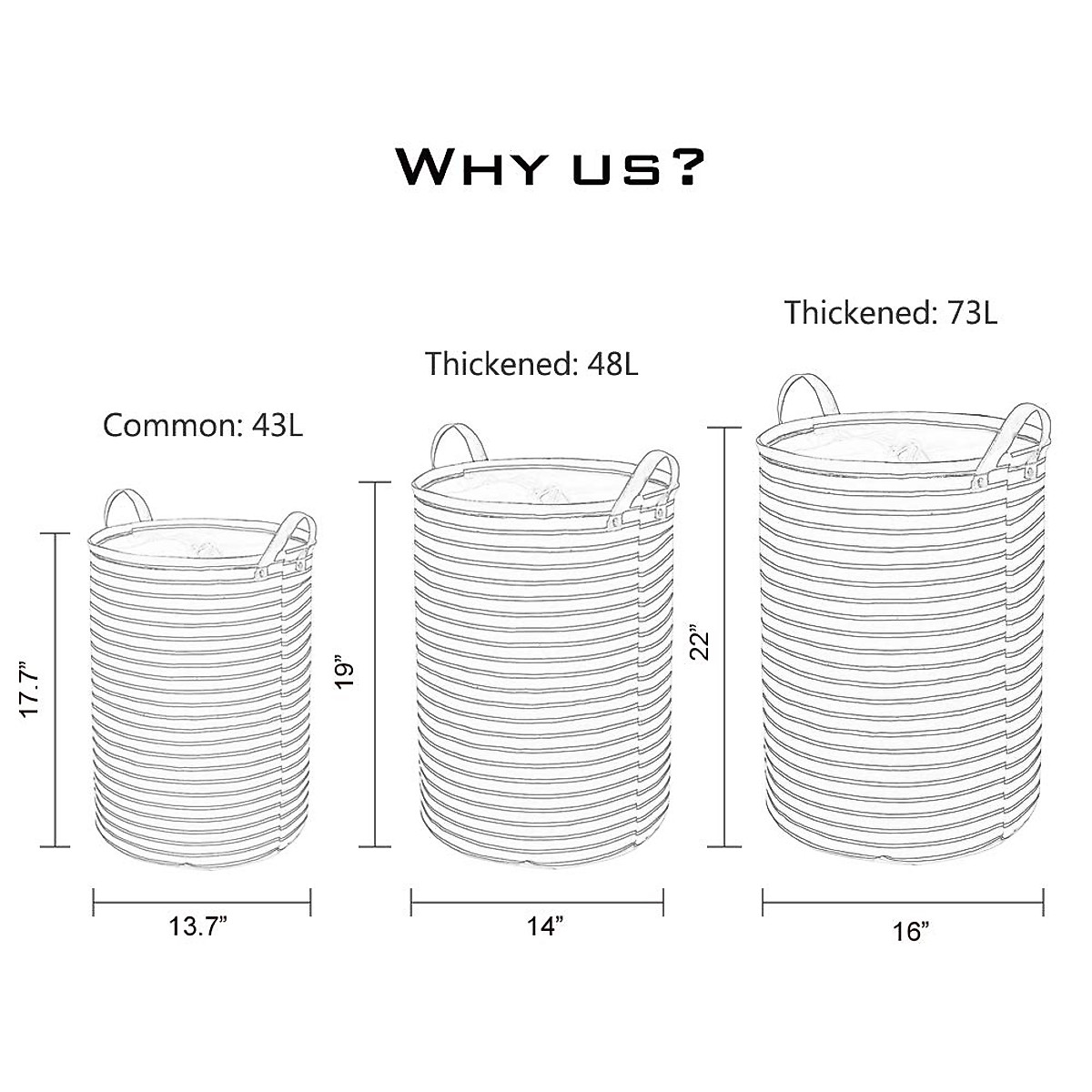 FRIENDIY Large Laundry Hamper, Removable Laundry Basket, foldable fabric laundry basket, drawstring waterproof round cotton linen storage basket. (Blue Strips, 17.7"/Medium)