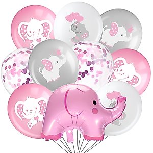 45 Pieces Elephant Balloon 12 Inch Baby Shower Elephant Balloon for Baby Boy Girl Gender Reveal Elephant Animal Themed Birthday Party Supplies Indoor Outdoor Decor (Adorable Style)