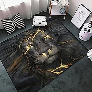 Astede Cool 3D Lion Head Animal Pattern Area Rug Non Slip Comfort Yoga Mat Floor Carpet Home Decor for Living Room Bedroom 60x39 Inch