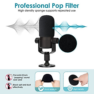 YOUSHARES Rode Podmic Stand with Pop Filter - Microphone Boom Arm with Foam Windscreen Improve Recording Quality