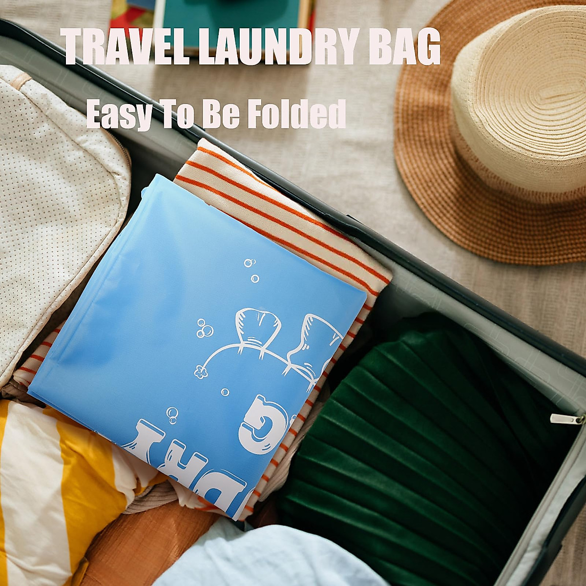 Nicunom 6 Pack Travel Laundry Bags, 24" x 36" Extra Large Laundry Bag Drawstring Closure Machine Washable Dirty Clothes Organizer, Fit a Laundry Basket or Hamper