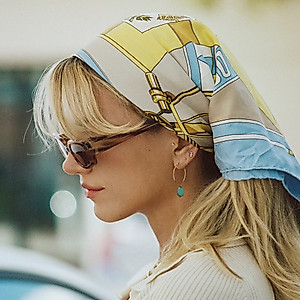 PEARLADA 18k Gold Hoop Earrings with Turquoise Charm Boho Dangle Drop Earrings Trendy Handmade Summer Jewelry