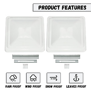 HECASA 2Pcs 14" RV Roof Vent Cover Compatible with Ventline Previous to 2008 and Elixir Vents Starting 1994 PP Vent Lid Polycarbonate White