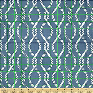 Ambesonne Nautical Fabric by The Yard, Oceanic Art Themed Monochrome Pattern of Integrating Look Modern Stripes Print, Microfiber Fabric for Arts and Crafts Textiles & Decor, White Sea Blue