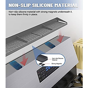 Winkriad Silicone Magnetic Stove Top Shelf 30 Inches Over Stove Spice Rack Shelf for Back of Stove Organizer Shelf for Stove Top Space Saver Stove Storage Shelf for Kitchen (Gray)