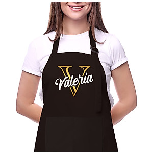 Custom Aprons for Women with Pockets, Mother Day Gift for Mom, Grandma, Personalized Kitchen Gifts for Mom, Grandma, Mother, Women, Wife, Aprons for Cooking, Unique Cute Design Aprons with Custom Name
