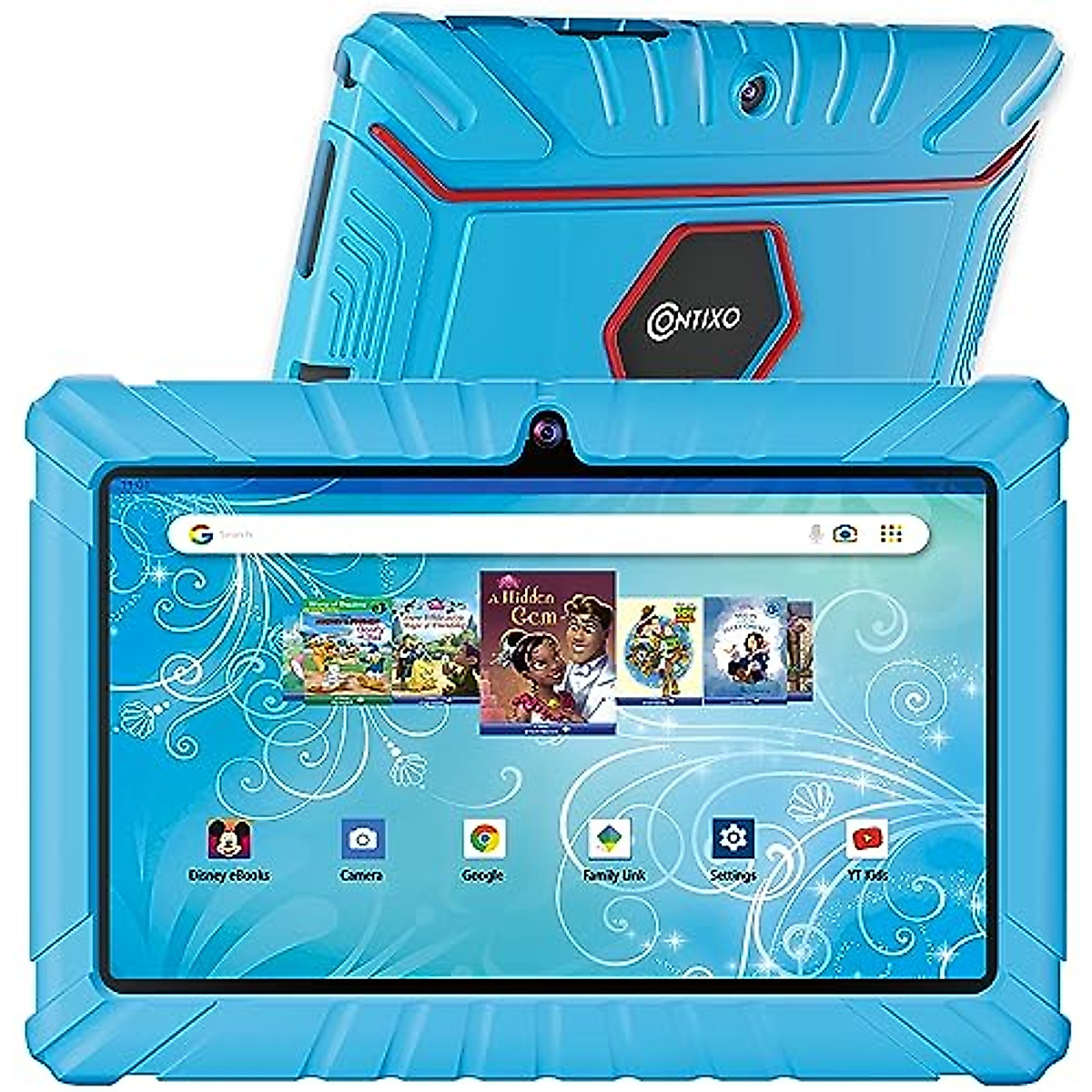 Contixo V8-2 7 inch Kids Tablets - Tablet for Kids with 50+ Disney Storybooks & Stickers (Value $200) - Android Tablet 32 GB HD Display Durable Case & Screen Protector, Light Blue