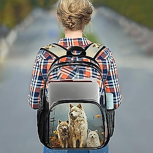 Tavisto White Wolf Clear Backpack with Cute Prints - Durable PVC Material, Comfortable Shoulder Straps, Large Capacity - Perfect for Students and Schools
