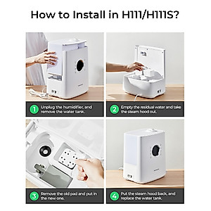 Homvana 12 Pieces Humidifier Filter Pads Mineral Absorption Pad for Warm Mist Humidifier H112, H112S, H111, H111S