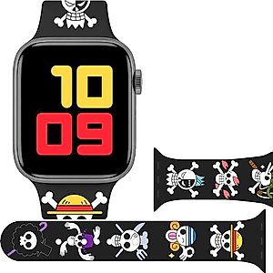 Anime Watch Band Compatible with Apple Watch Series S 9 8 7 6 5 4 3 2 Se 38 40 41 42 44 45mm, Japanese Cartoon Soft Silicone Rubber Watch Wrist Strap Bands Replacement for Iwatch, Men Women Kids Boys