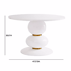 TOV Furniture Arianna 48" Round White Dinette Table
