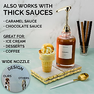 2024 Coffee Syrup Dispenser, 102 Labels & Aligner, Large Coffee Syrup Pump for Coffee Bar, Coffee Sauce Dispenser, 500ml Glass Bottle Set of 2, Gold Kitchen Accessories Espresso Flavor Torani Monin