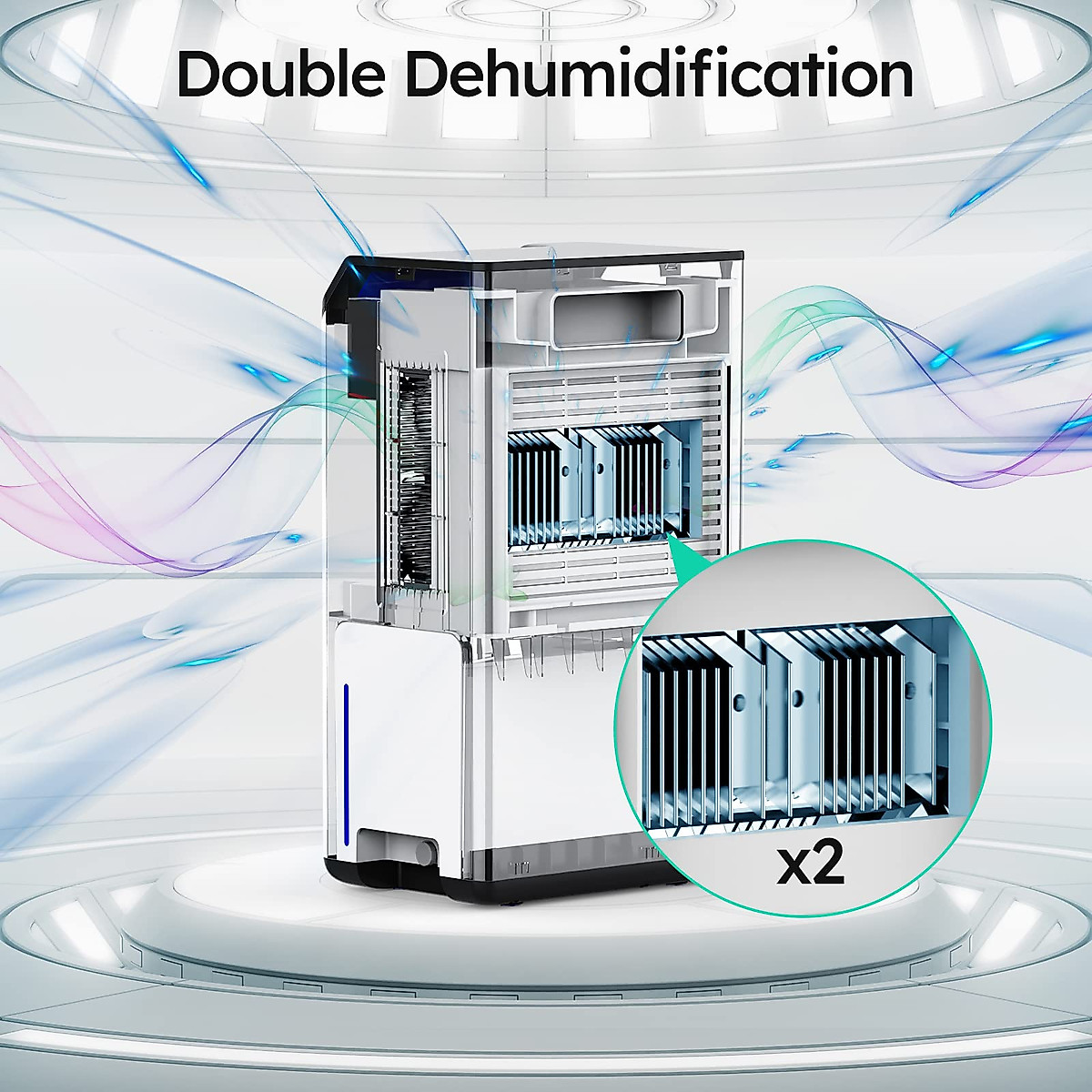 Dehumidifiers for Home - Kitette Dual Semiconductor Dehumidifier for Bathroom Basement Up to 540 sq.ft with 60oz Watertank, Dehumidifier with 1.5m Drain Hose