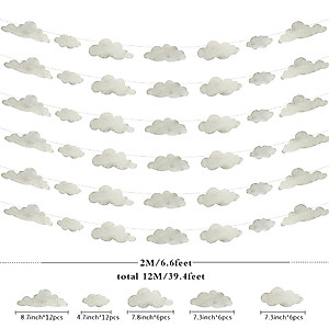 Cloud Party Decoration Kit Garland White Pink Marble Paper Cutouts Streamer Supply Hanging Banner for Birthday Baby Shower Graduation Wedding Under The Sea Kids Room Nursery Backlgroud (Beige Marble)