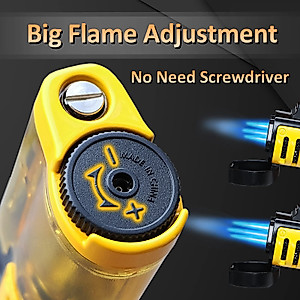Zoocura Torch Lighter 2 Pack Triple Jet Flame Butane Torch Lighters Refillable Butane Gas Lighter Windproof Adjustable 3 Flame Lighter for Christmas (without Gas)