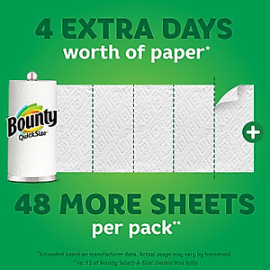 Bounty Quick-Size Paper Towels, White, 12 Family Rolls = 30 Regular Rolls (Packaging May Vary)