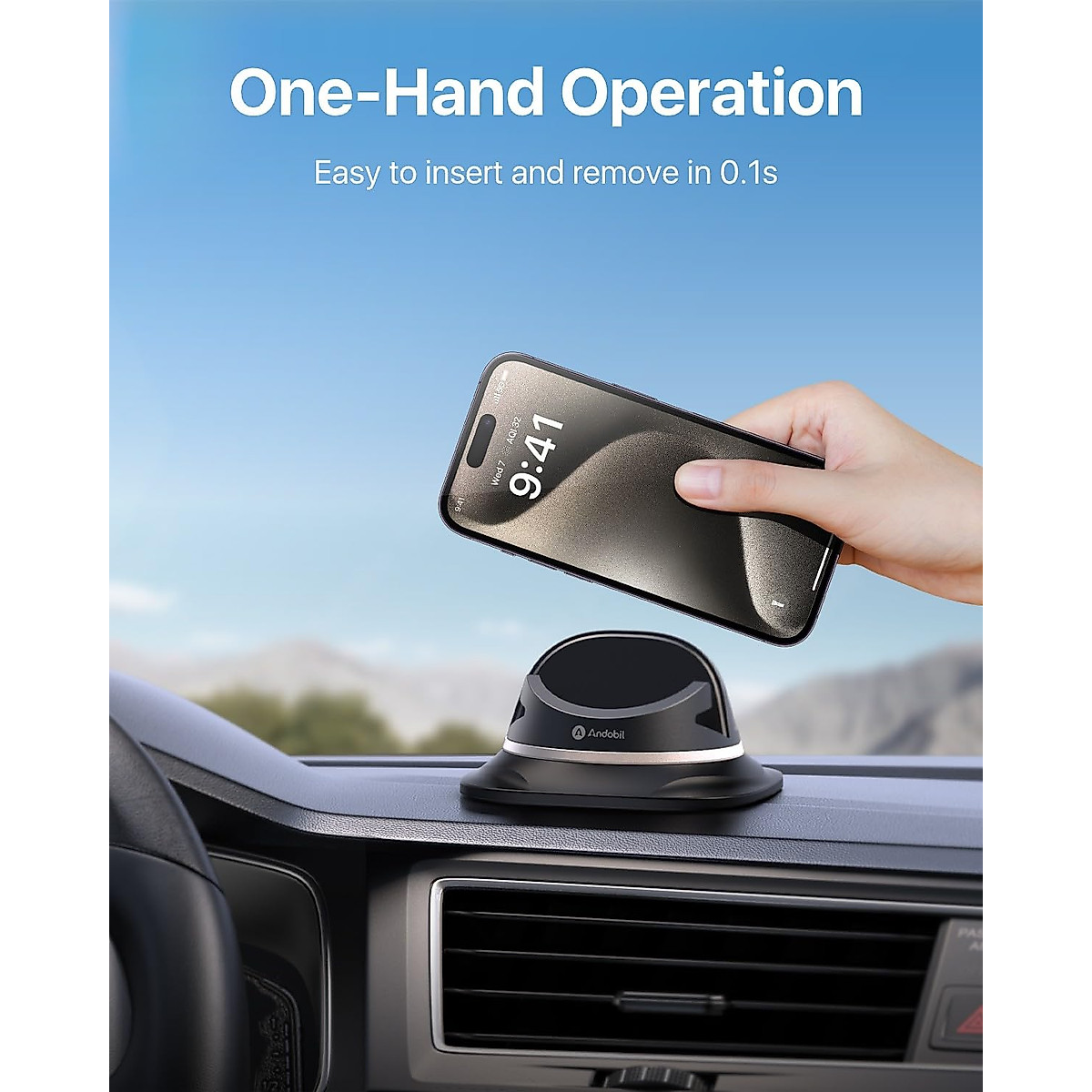 andobil Newest Car Phone Holder Mount, Stable & Silicone Phone Mount for Car, 360° Rotatable Dashboard Cell Phone Holder, Car Phone Stand Compatible with iPhone 15 Pro Max/14/13/12, Samsung S24/23/22