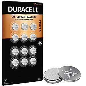 Duracell CR2032 3V Lithium Battery, Child Safety Features, 12 Count Pack, Lithium Coin Battery for Key Fob, Car Remote, Glucose Monitor, CR Lithium 3 Volt Cell (2032 3V)