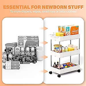 Volnamal Baby Diaper Caddy, Plastic Baby Diaper Holder Organizer – Baby Diaper Organizer for Nursery Diaper Cart for Diapers, Bottles, Toys & Baby Wipes