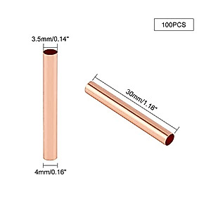 PH PandaHall 100pcs Brass Tube Beads 30x4mm Long Tube Spacer Beads Macrame Beads for DIY Sewing Craft Wall Hanging Plant Holder Macrame Wind Chime, Rose Gold