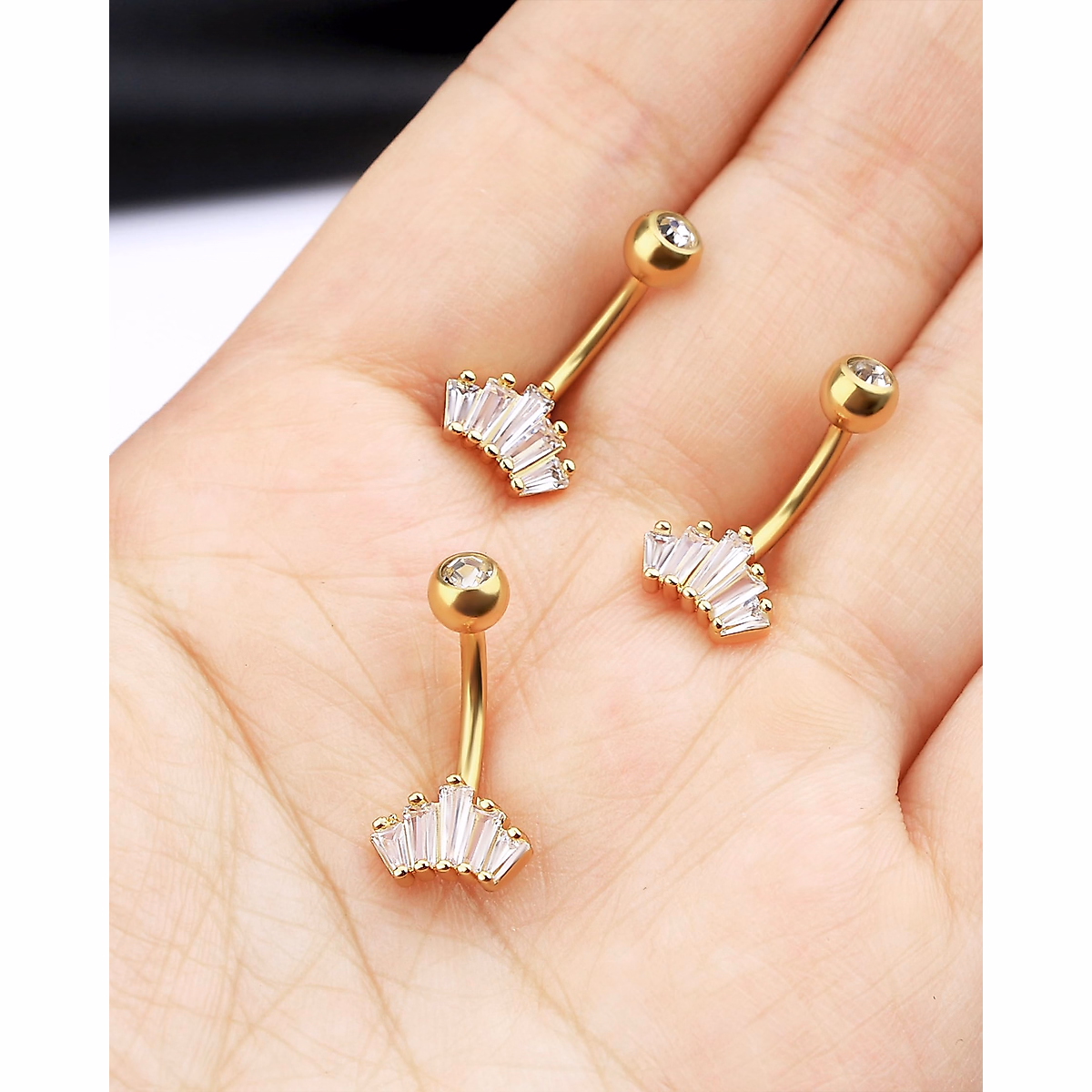 COCHARM 14G Christmas Belly Button Ring Gold Short Bar Belly Button Rings Belly Ring Surgical Steel