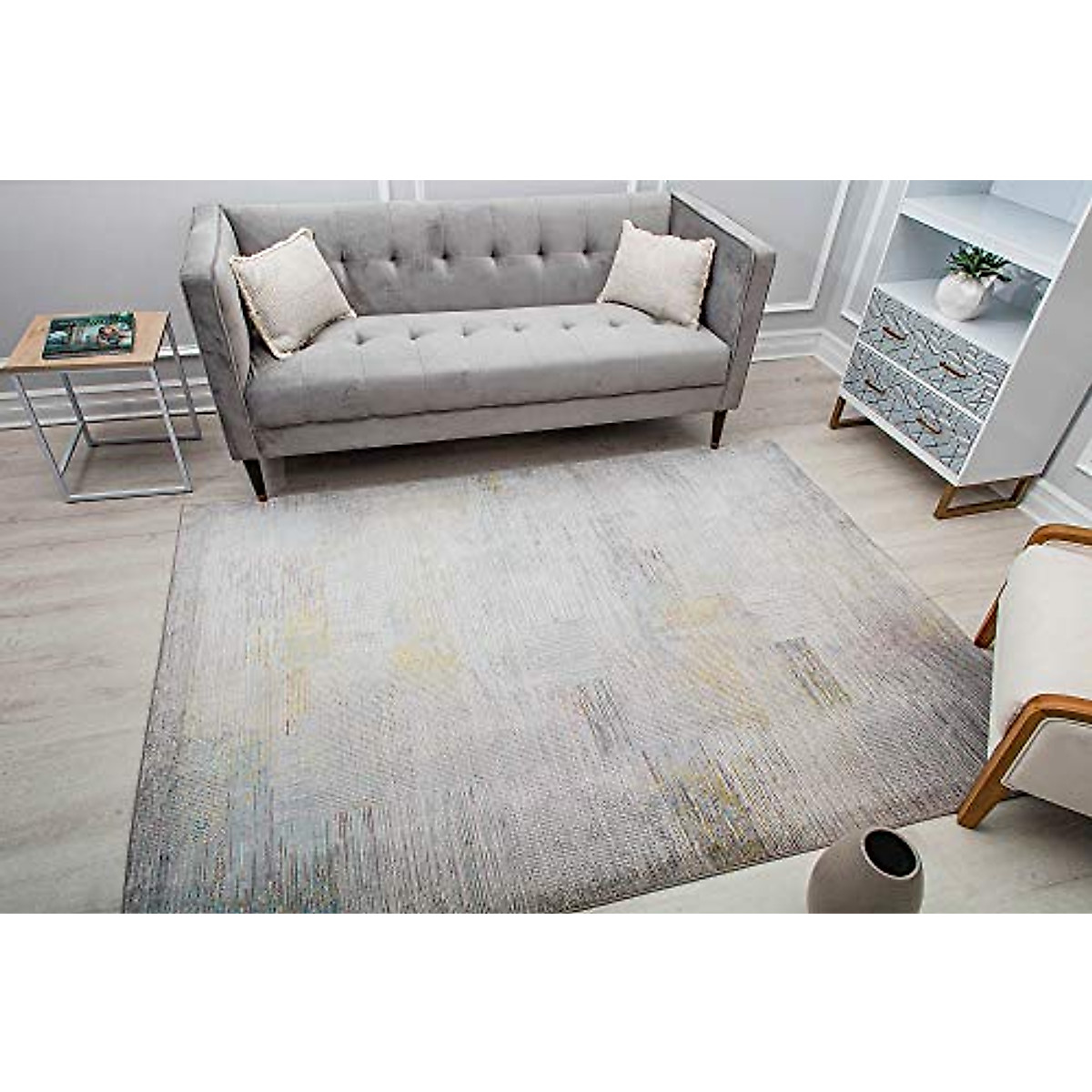 CosmoLiving by Cosmopolitan Melyna MA15A Revere Pewter Contemporary Abstract Area Rug, 8'0"X10'0"