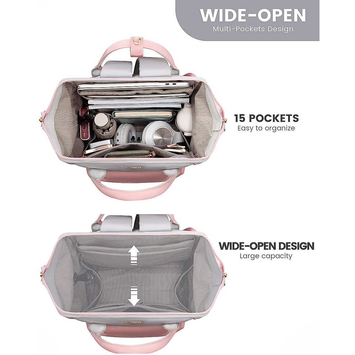 LOVEVOOK Laptop Backpack for Women Teacher Nurse Bag, 15.6 Inch Womens Work Bags, Waterproof Travel Backpack Purse, Business Computer Laptop Bag with USB Port