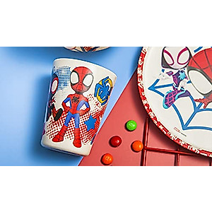 Zak Designs Marvel Spider-Man Dinnerware Set for Kids Includes 8" Plate, 6" Bowl, and 10oz Tumbler, Durable and Sustainable Melamine Bamboo Material (3-Piece Set, Spidey and His Amazing Friends)