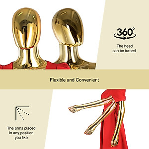 Female Mannequin Dress Full Body - 70'' Mannequin Dress Form Display Full Body Adjustable Realistic Manikin Torso Stand (Golden)