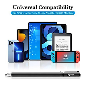 Stylus Pens for Touch Screens, Digiroot Upgraded High Sensitivity 0.2" & 0.24" Fiber Tip Stylus for All Capacitive Touch Screen Devices, 8 Extra Replaceable Tips (4 Pcs, Black/White/Blue/Rose Gold)…