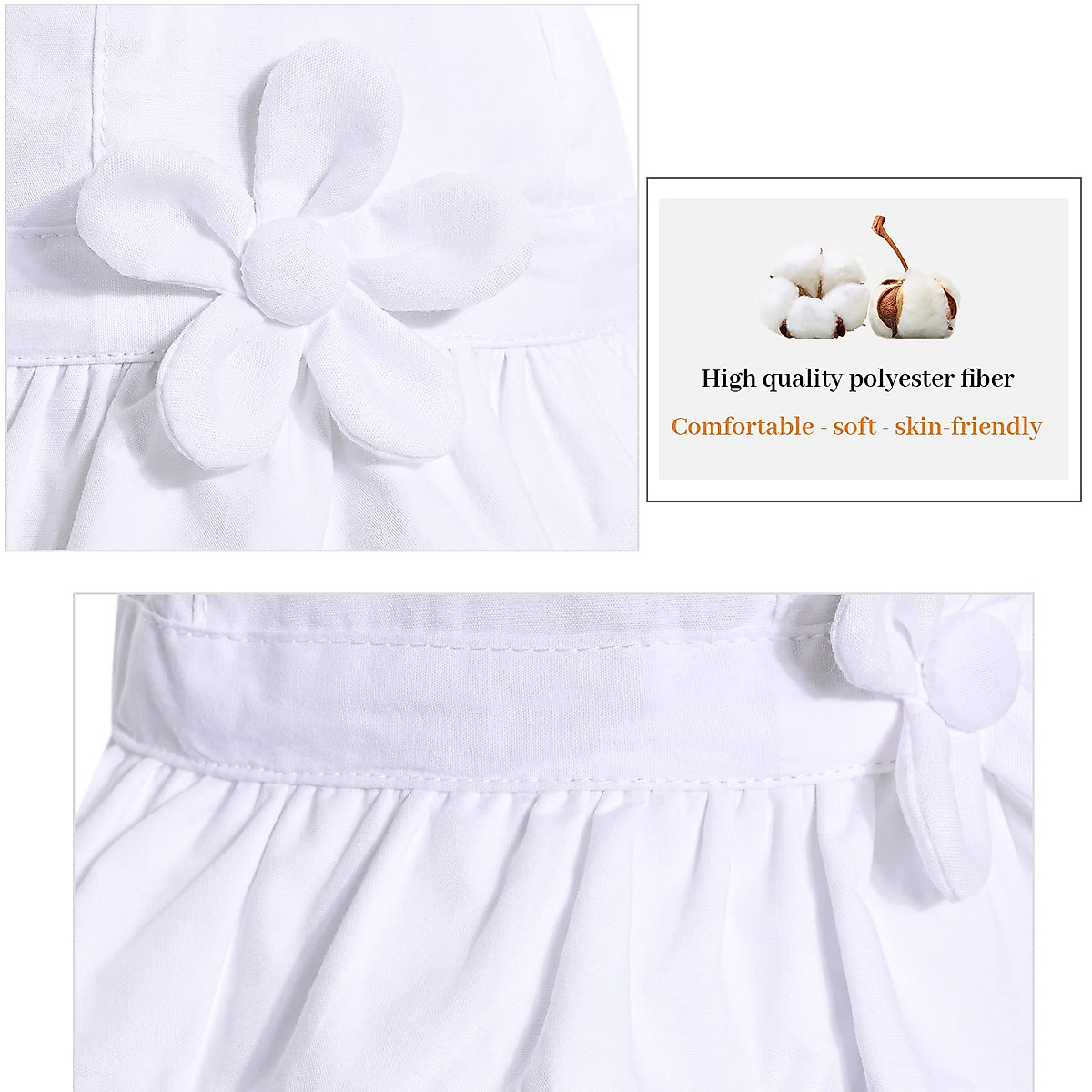 Baby Girl Wide Brim Bucket Hats with UPF 50+ Outdoor Adjustable Beach Hat with Sun Hat(0-6 Months,White-Petal)