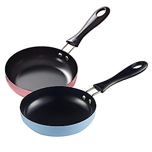Hibycknl Small Frying Pan, 4.7 Inch Egg Frying Pan Heat Resistant Non Stick Pan with Handle Portable Round Omelet Pan for Stove Gas, Induction Hob Blue Kitchen Items