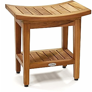 AquaTeak Patented 18" Maluku Teak Shower Bench with Shelf