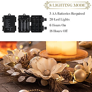 Valery Madelyn Pre-Lit Christmas Swag Outdoor, 24 Inch Mailbox Christmas Decorations Swag Teardrop for Front Door Stairs Railing Window Xmas Decor with 20 LED Lights Champagne Gold Ball Ornament