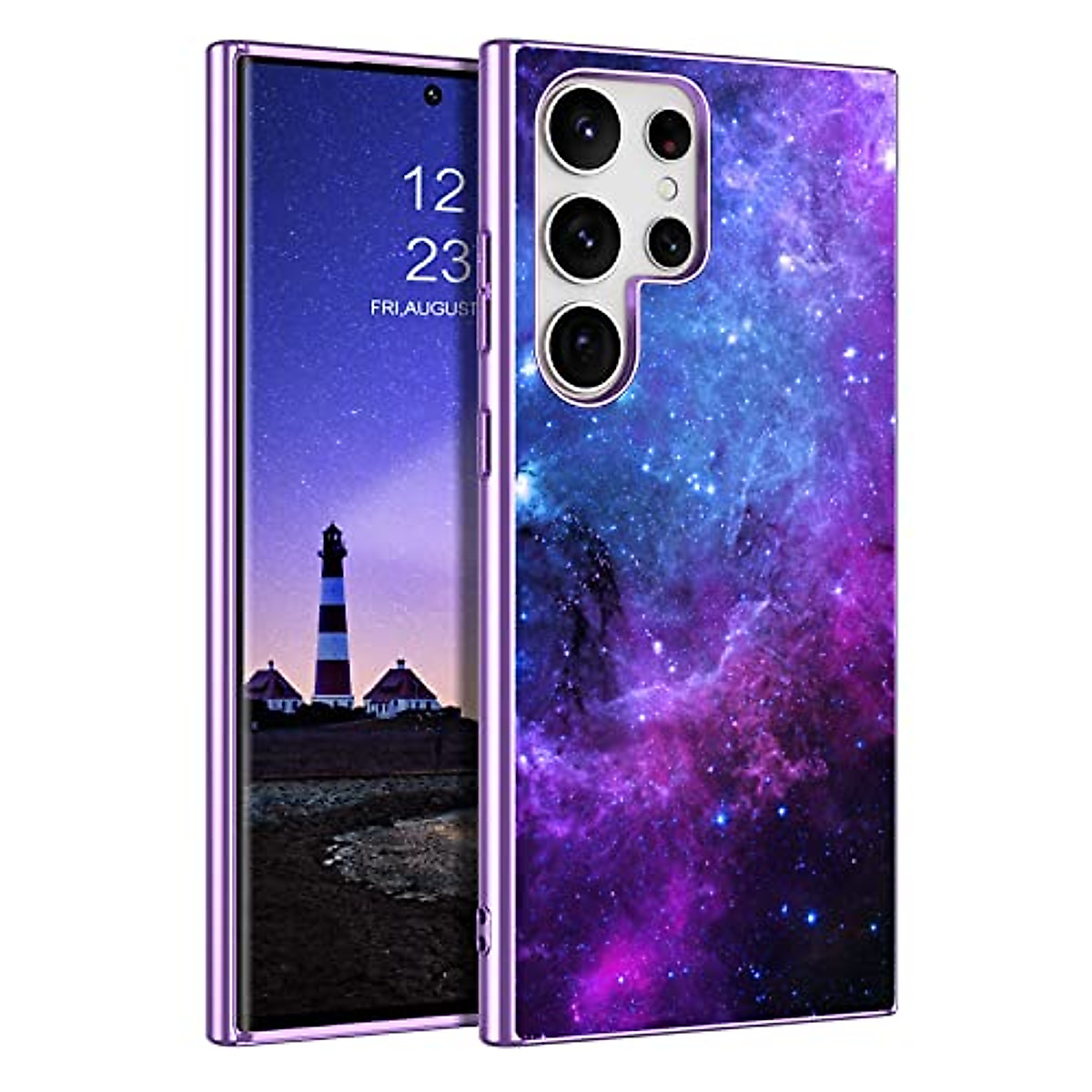 GUAGUA Compatible with Samsung Galaxy S23 Ultra Case 6.8 Inch Glow in The Dark Noctilucent Luminous Space Nebula Slim Fit Cover Protective Anti Scratch Case for Samsung S23 Ultra 5G, Blue Nebula