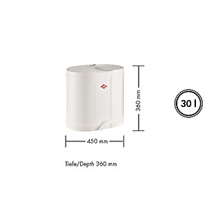 Wesco 170611-02 Pedal Type Trash Can, Red, Size: 16.9 x 17.7 x 14.2 inches (43 x 45 x 36 cm), Kitchen Pedal Bin, Separate Double